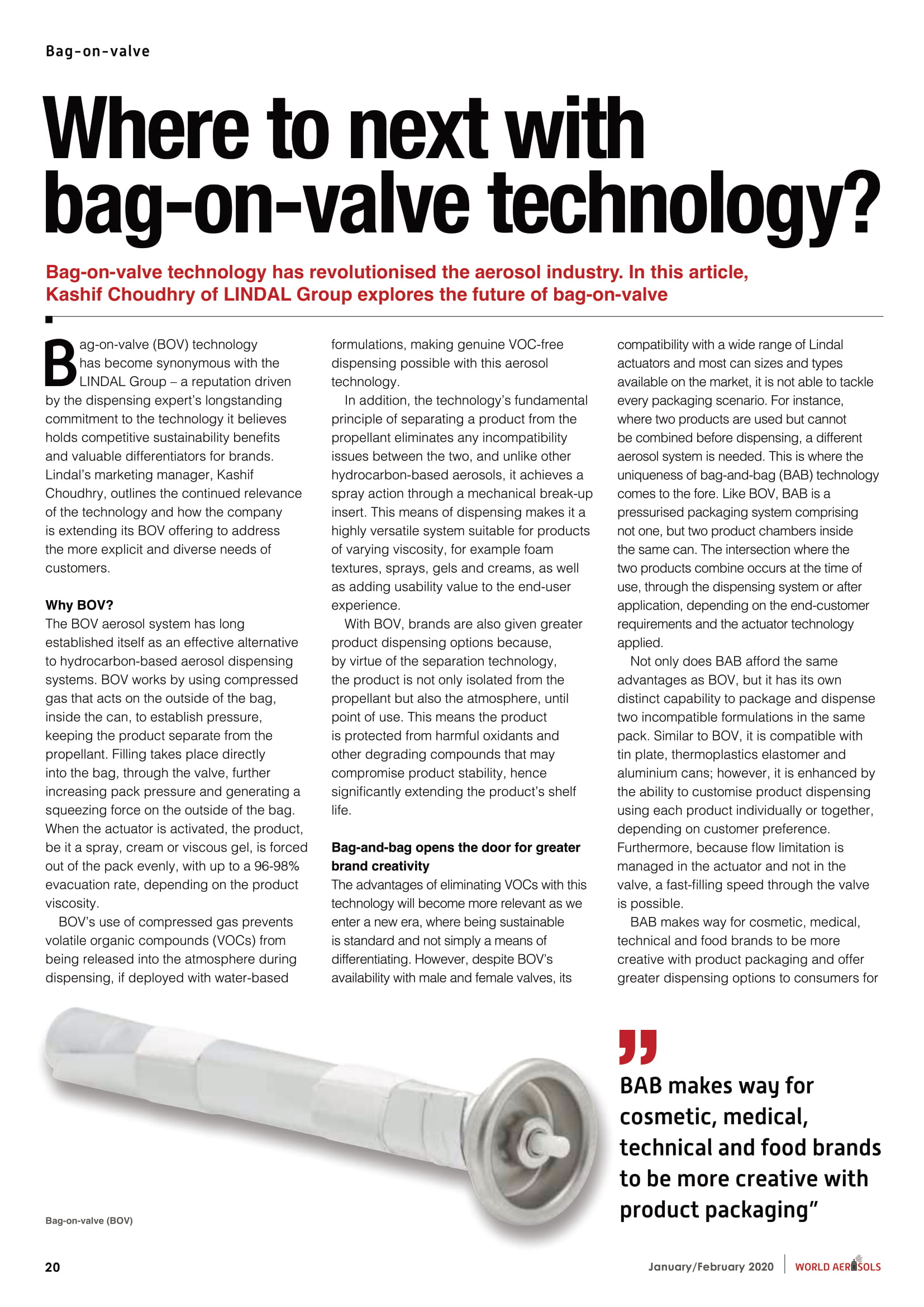 Where to next with bag-on-valve technology? - Lindal Group